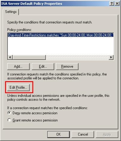 ISA Firewall Quick Tip : Setting Timeout for Idle VPN Clients