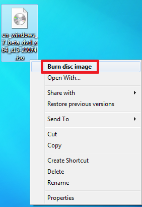New Feature - Burn Disk Image in Windows 7