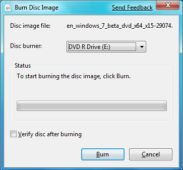 New Feature - Burn Disk Image in Windows 7
