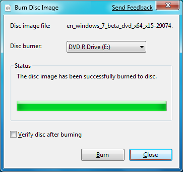 New Feature - Burn Disk Image in Windows 7