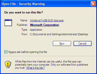 Using The Windows 7 USB/DVD Download Tool
