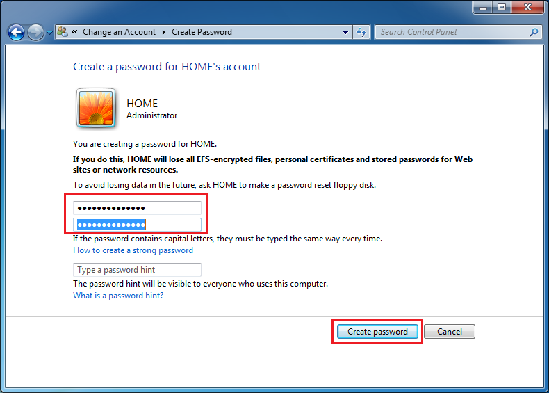 How To Create a Password For a User Account in Windows 7 - ElMajdal.net