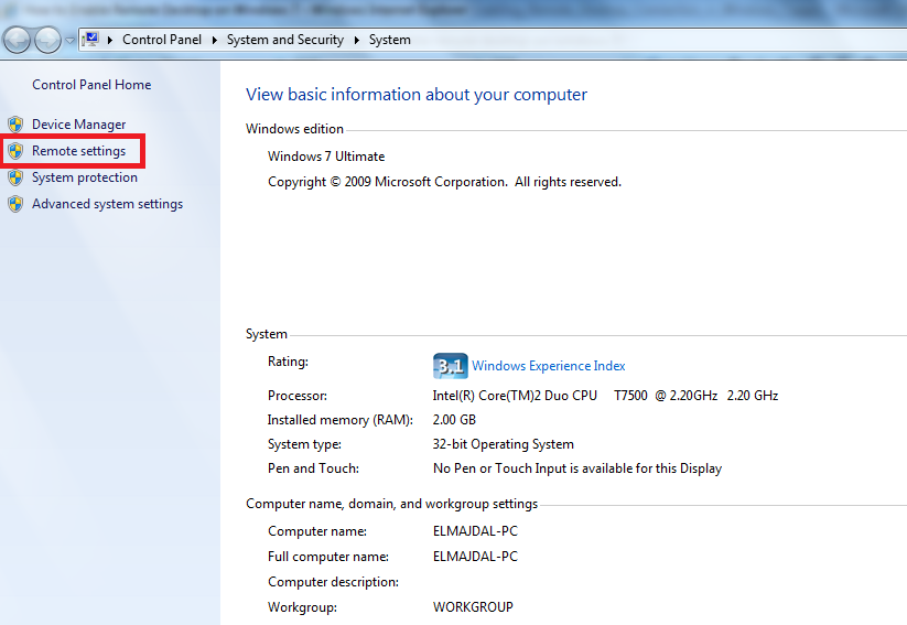 Enabling Remote Desktop Connection in Windows 7 - ElMajdal.net