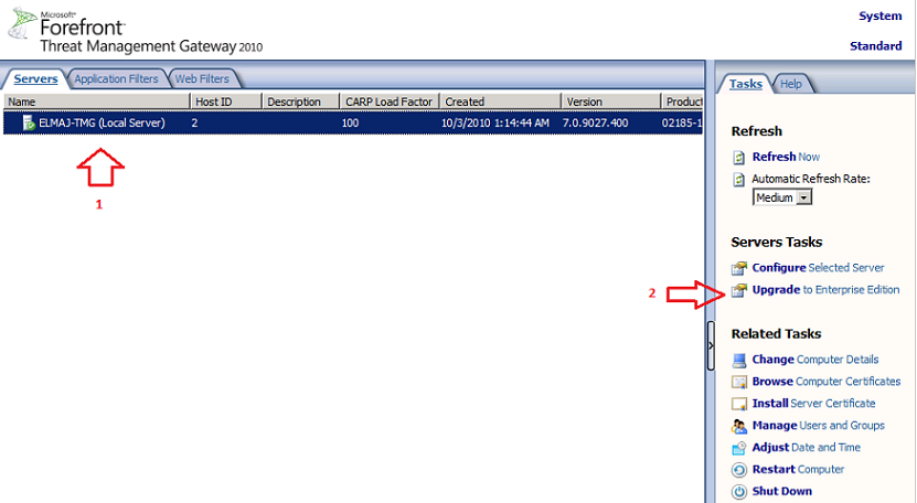 Upgrading TMG Server 2010 Standard Edition To Enterprise Edition