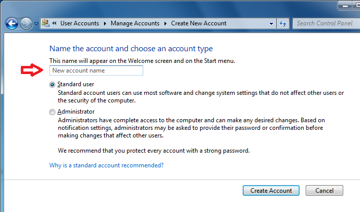 Creating a New User Account in Windows 7 - ElMajdal.net