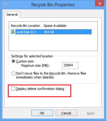 How To Enable The Delete Confirmation Dialog in Windows 8 - ElMajdal.net
