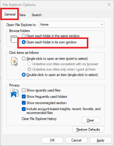 Open Folder in New or Same Window in Windows 11