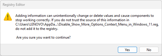 Disable Show More Options Context Menu in Windows 11 Disable Show More Options Context Menu in Windows 11
