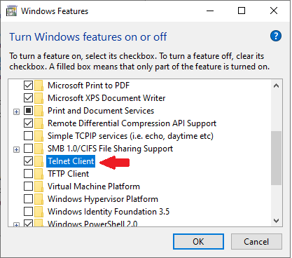 How To Enable Telnet in Windows 10