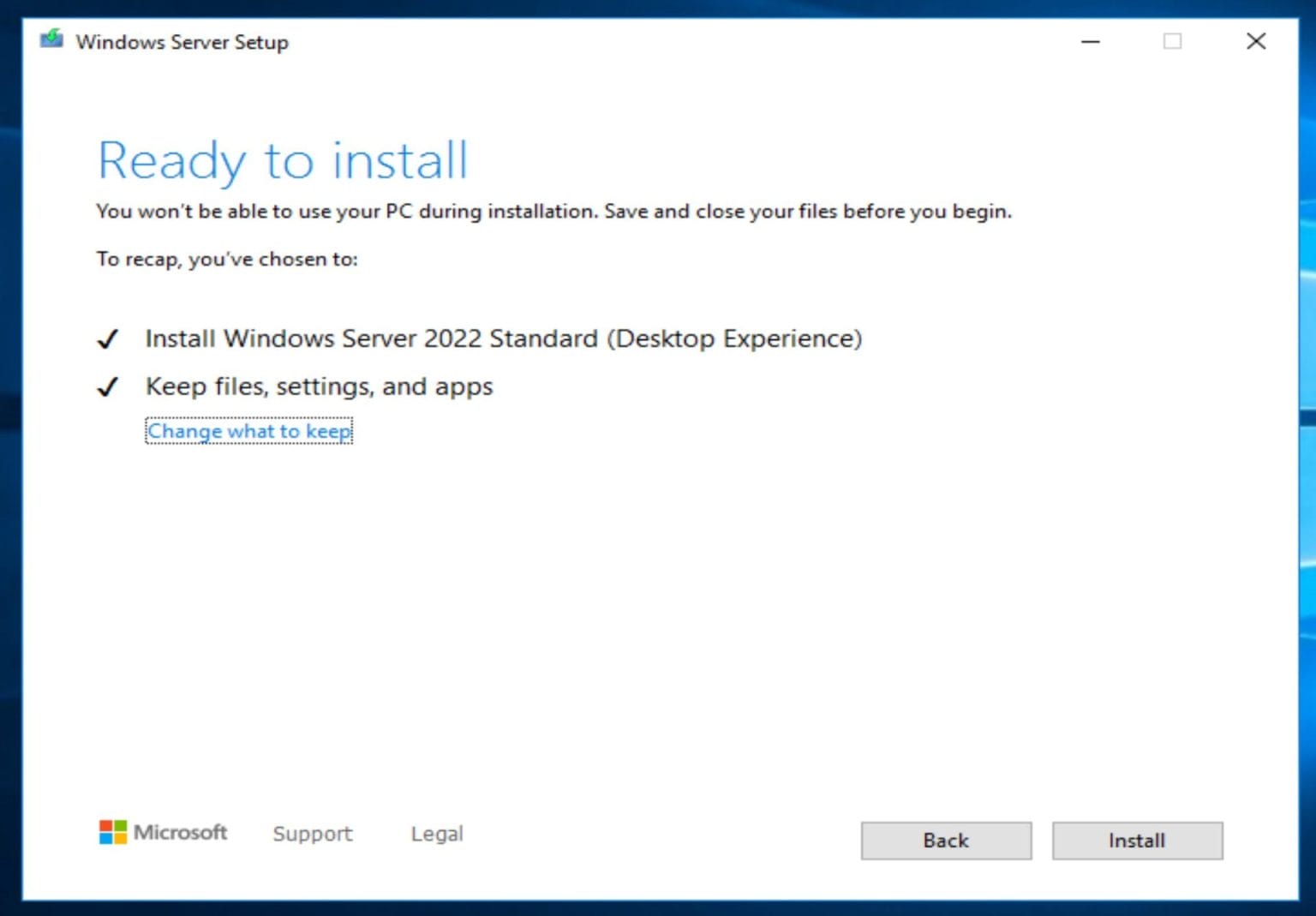In-Place Upgrade From Windows Server 2016 To Windows Server 2022