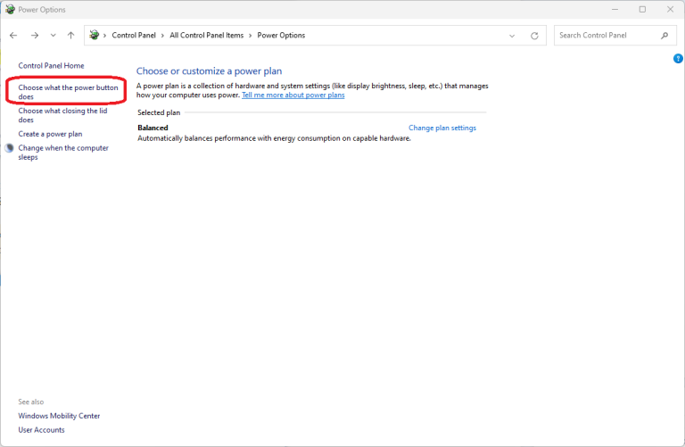 Change Lid Close Action in Windows 11