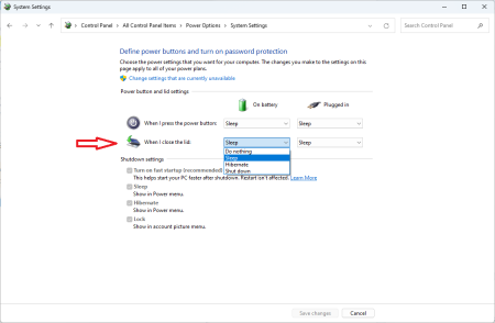 Change Lid Close Action in Windows 11