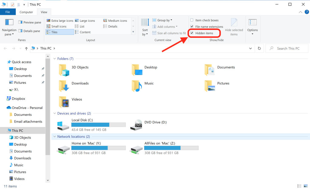 How To Show Hidden Files in Windows 10