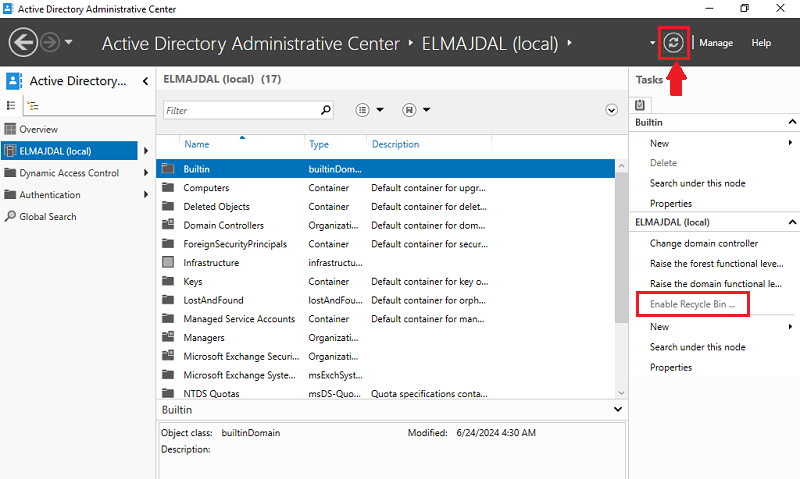 How To Enable Active Directory Recycle Bin On Windows Server - ElMajdal.net